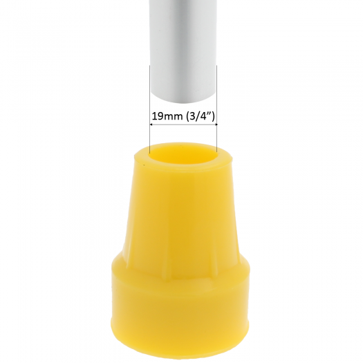 19mm (3/4") Yellow Rubber Ferrules For Walking Sticks & Crutches